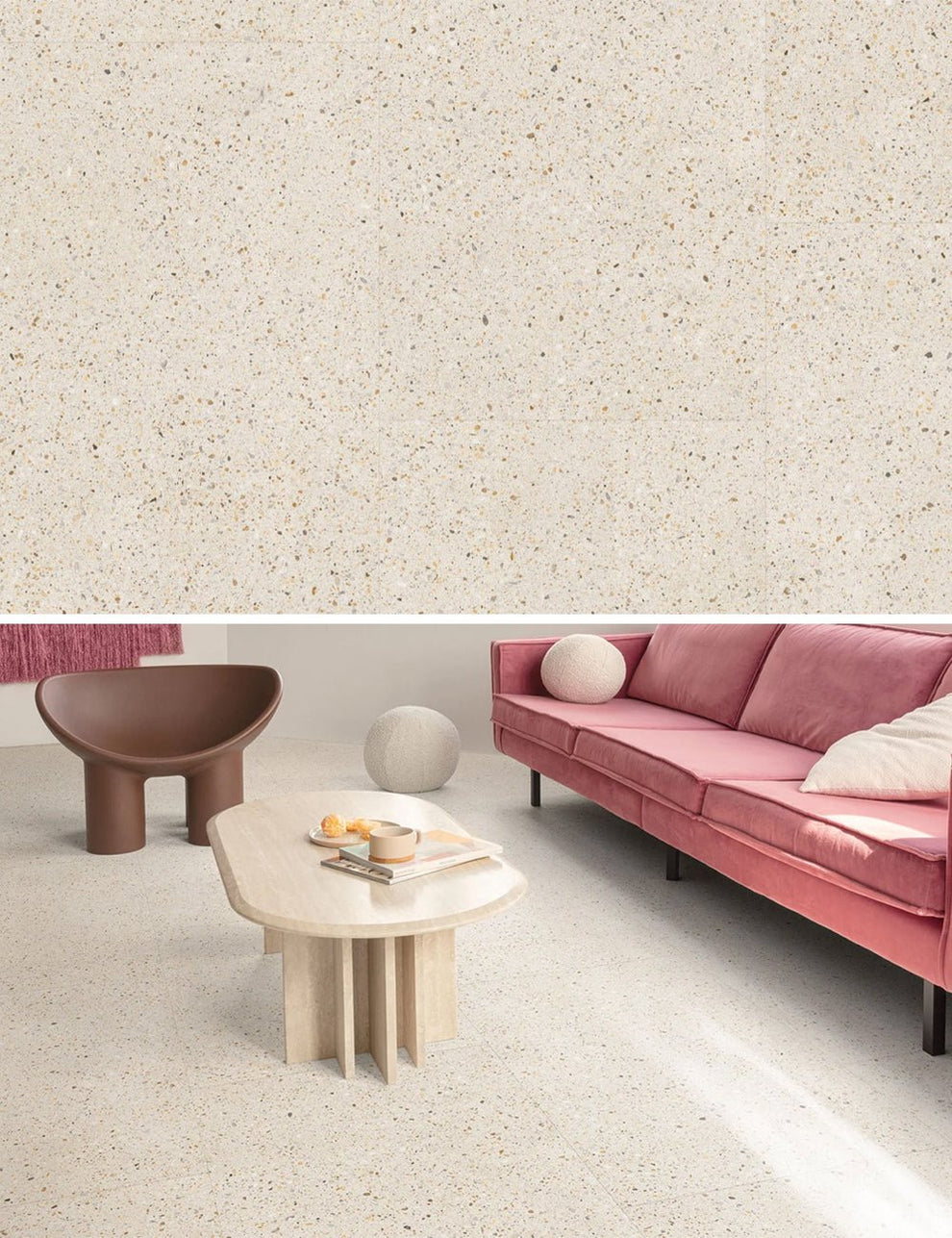 Floorify Grote Tegel Click PVC Piccolo F032 - Terrazzolook 90x60 cm | Solza.nl